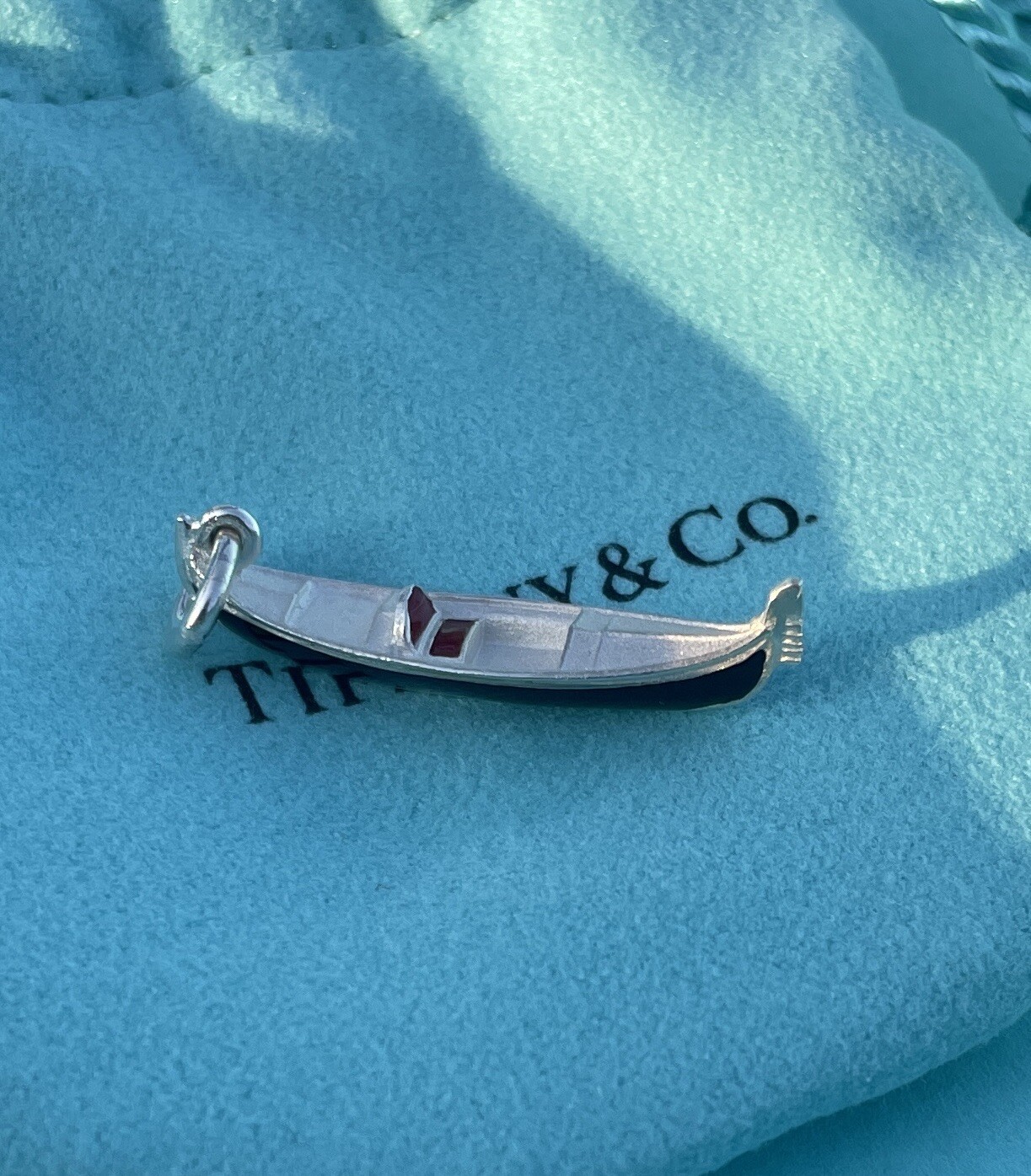 Tiffany & Co. Paloma Picasso Silver Italian gondola boat Charm Black ...