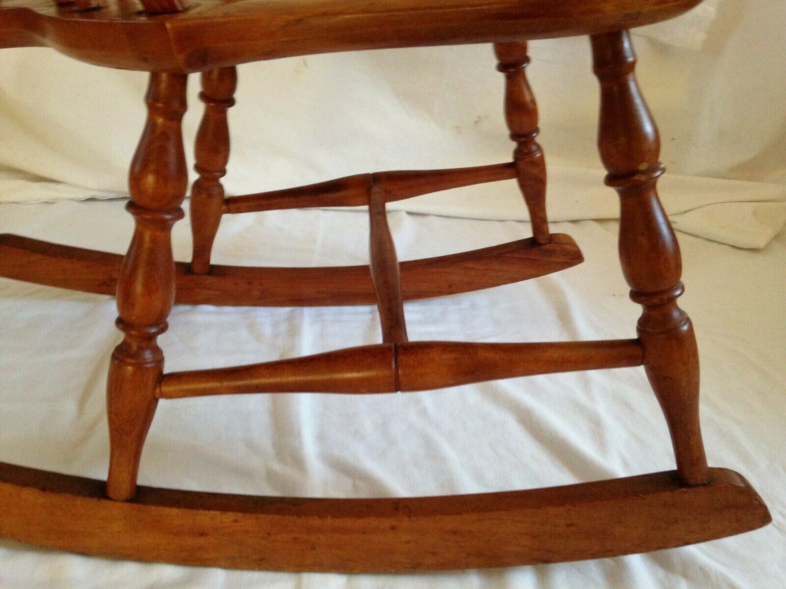 Vtg S BENT & BROS. Rocking Chair 8 Brace Back w Tail Support Windsor ...