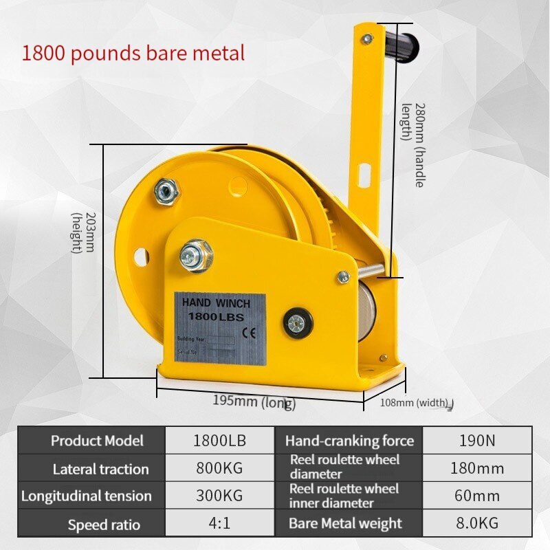 1800LB Two-way Self-locking Small Hand Windlass with Automatic Brake | eBay