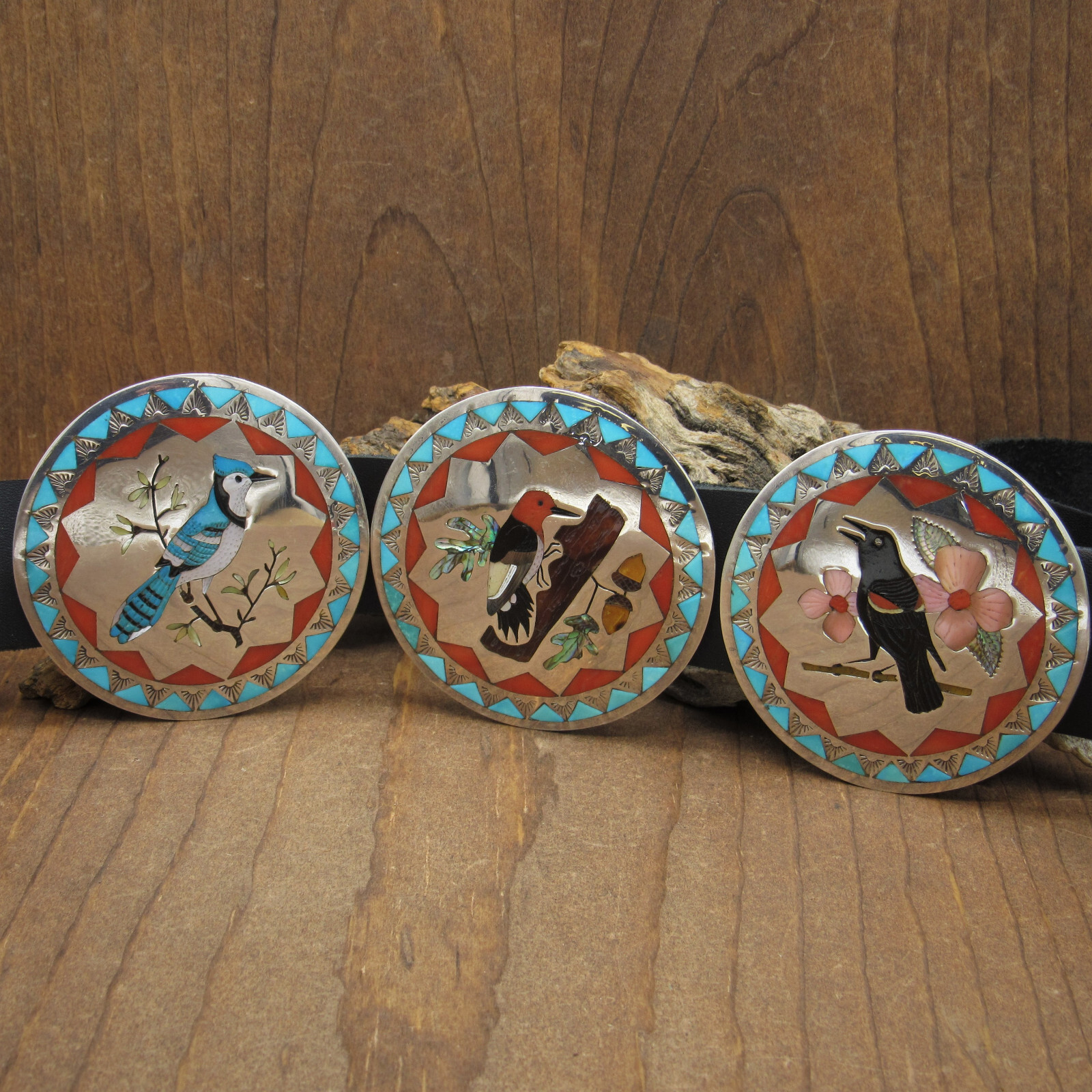 Exquisite Zuni Sterling Inlay Birds Concho Belt by Albert & Dolly ...