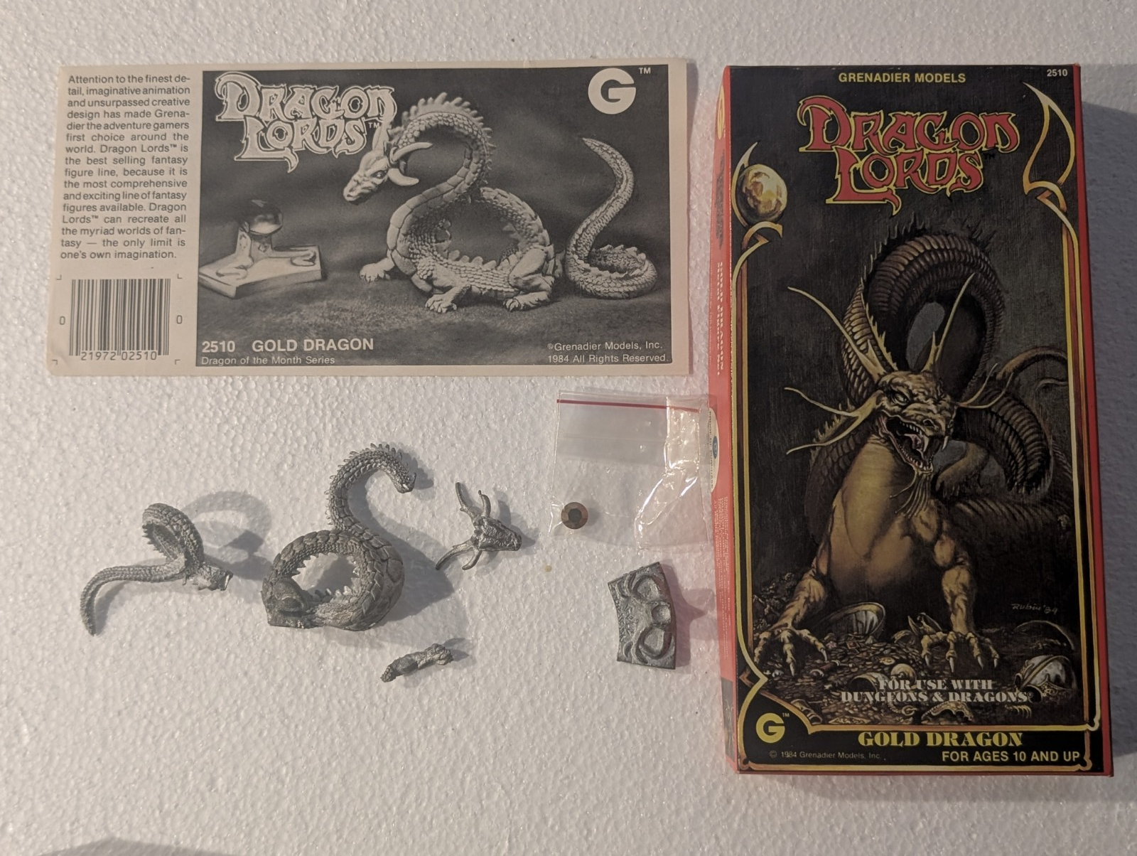 VTG METAL Fantasy MINIATURES GRENADIER Dragon Lords 1984 GOLD DRAGON ...