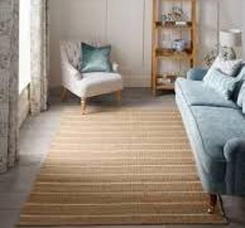 NEW Laura ashley gold bleach natural hand woven jute rug 80 cm X 150 cm ...