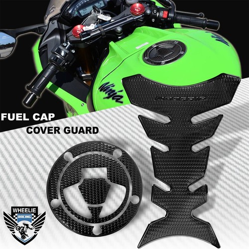 PERFORATED BLACK PRO GRIP FUEL TANK PAD+GAS CAP COVER 07-18 NINJA ZX-6R ...