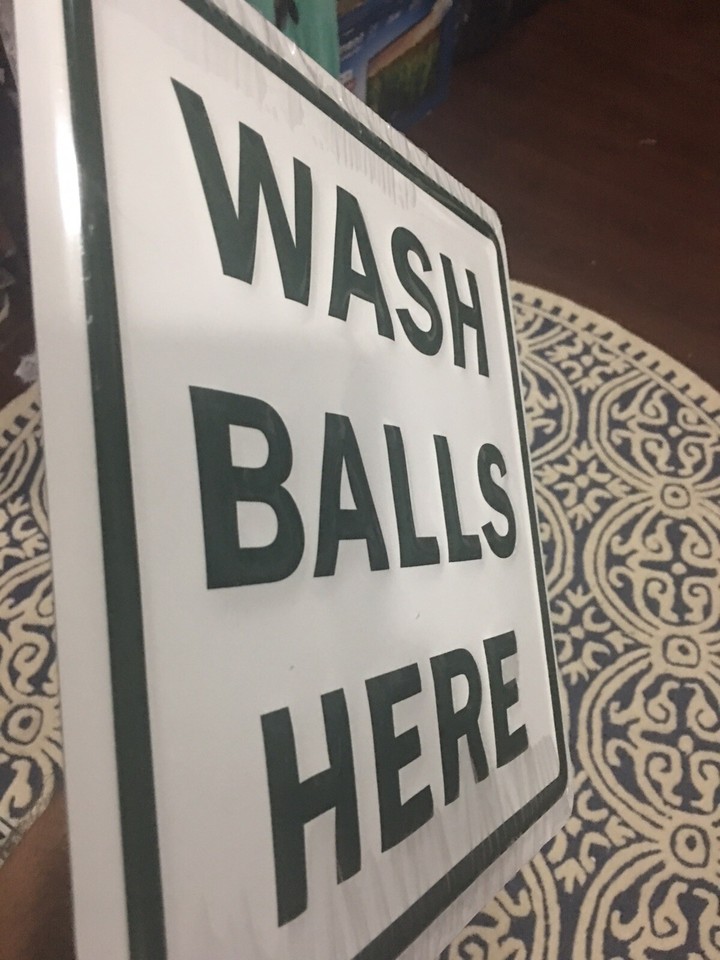 Wash Balls Here Sign 11.5” X 11.5” Embossed Metal Man Cave Golf PGA ...