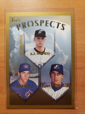 1999 Topps #437 A.J. Burnett, Billy Koch, Nicholson - Prospects ...