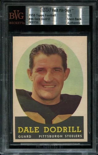 1958 Topps Football Card 46 Dale Dodrill Topps Vault File Copy COA 1-2 ...