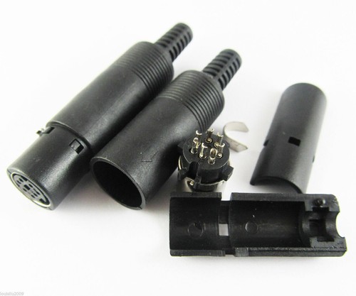 6pcs Female 3 Pin Mini DIN Female Jack Connector, Black ABS Plastic ...