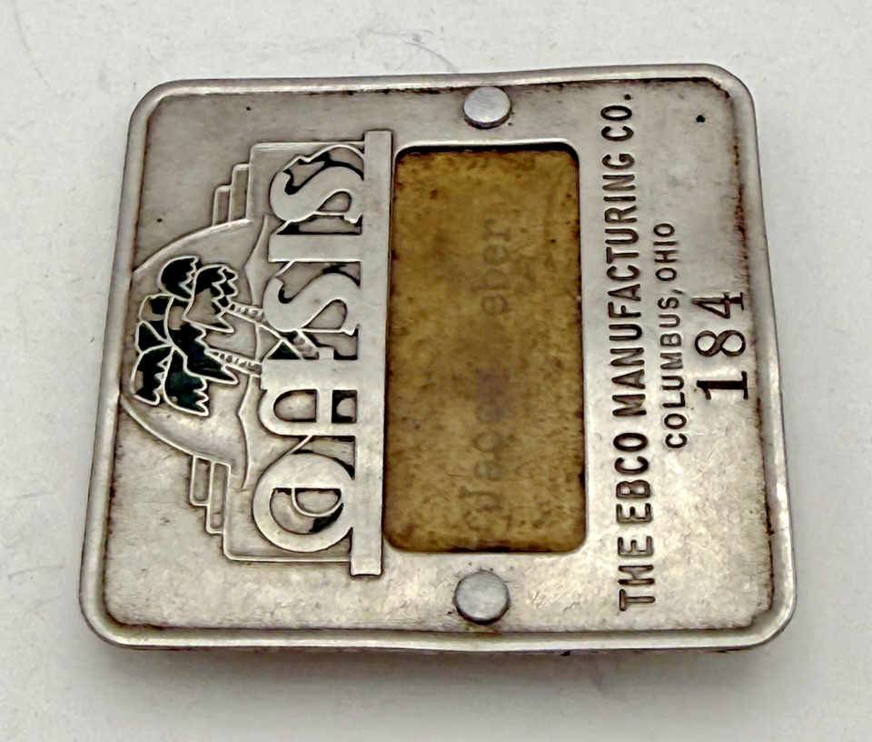 Vintage Oasis Ebco Manufacturing Co. Employee Photo ID Badge Columbus ...