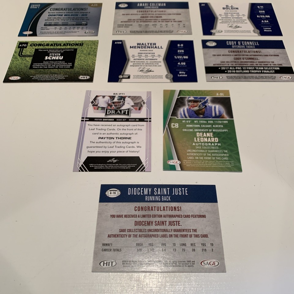 Lot of 14 Authentic Autograph Football Cards NFL NCAA | eBay