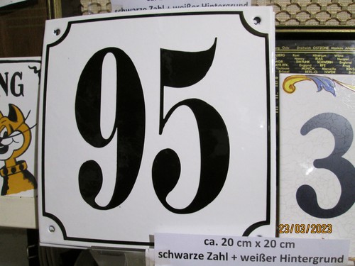 Hausnummer Mega Die Echte Emaille 95 schwarze Zahl/weißer H Hintergrund ...