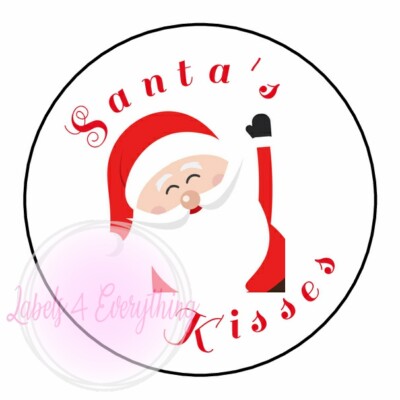 Santa Kisses Father Christmas Round Stickers Labels Seals Gift Tags ...
