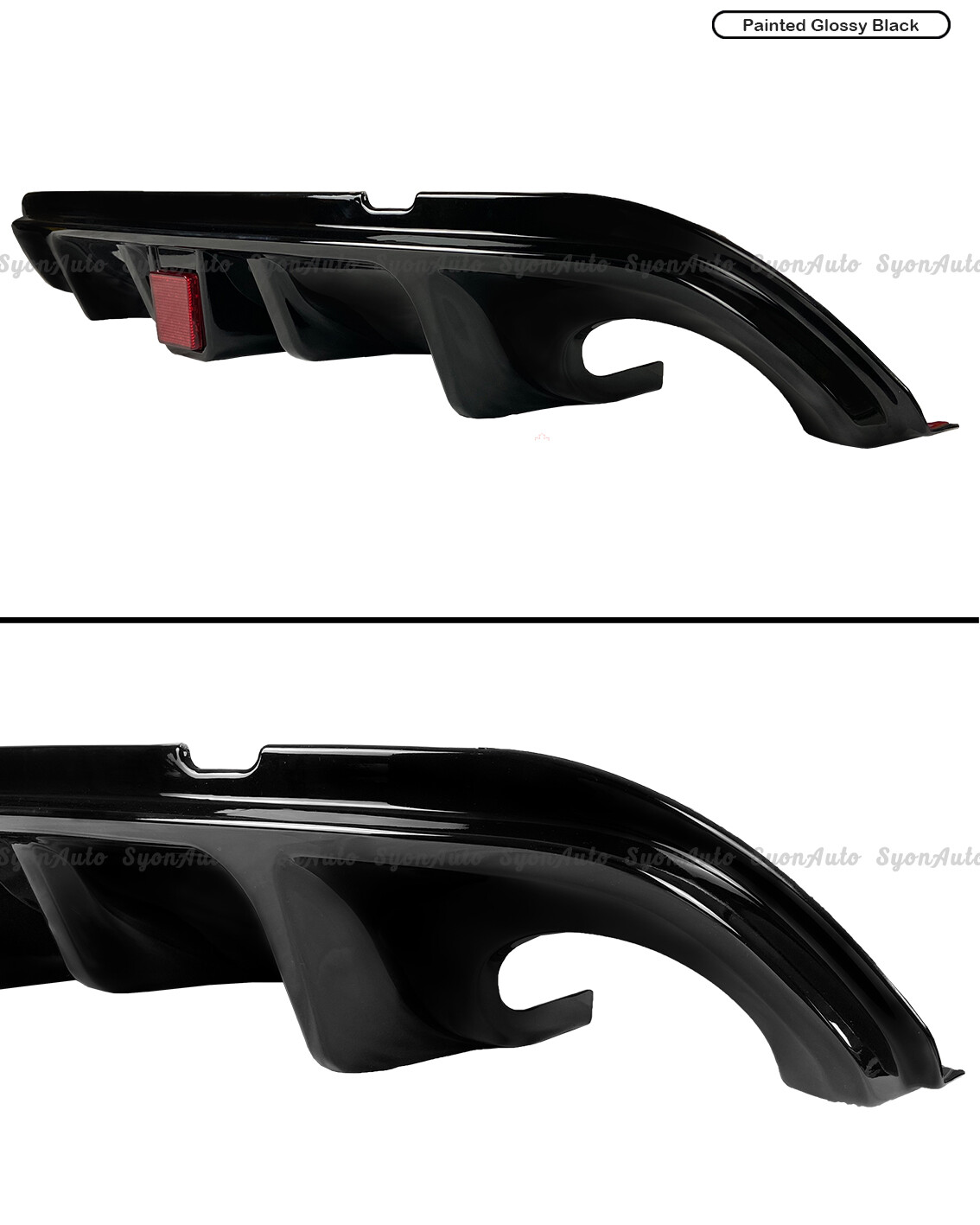 FITS 14-2017 INFINITI Q50 GLOSS BLACK SHARK FIN REAR DIFFUSER W/ LED ...