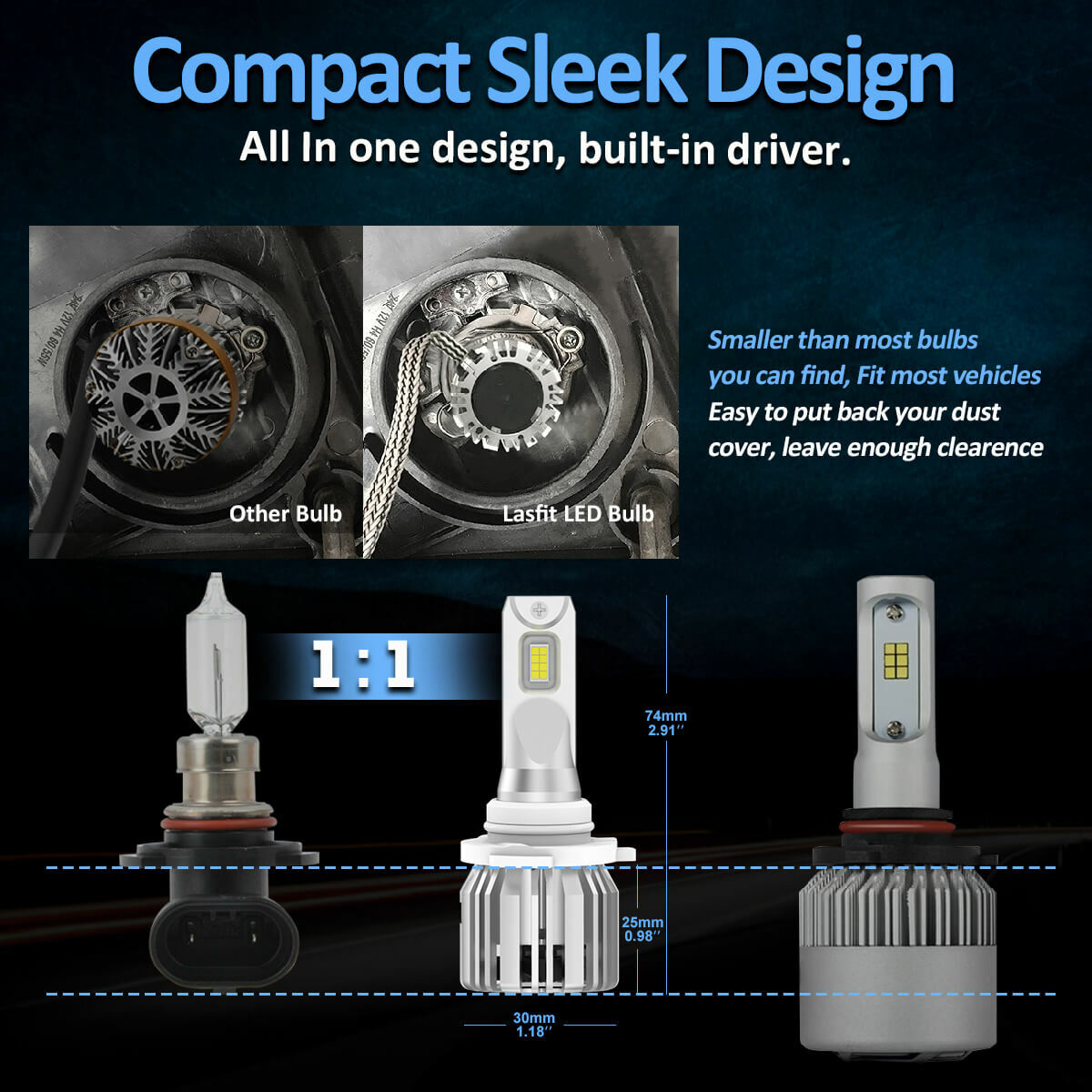 4x Lasfit 9005 9006 Combo LED Headlight High Low Beam Bulbs 6000K Cool ...