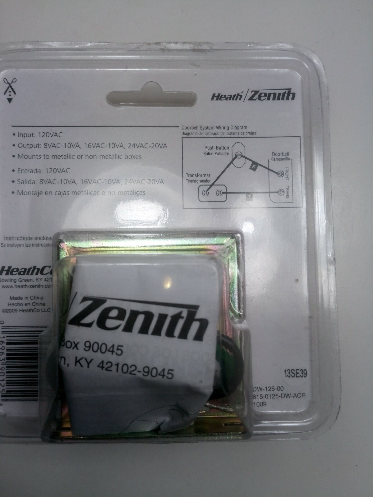Heath Zenith SL-125-02 Wired Door Chime Transformer 120V 8-16-24VAC | eBay