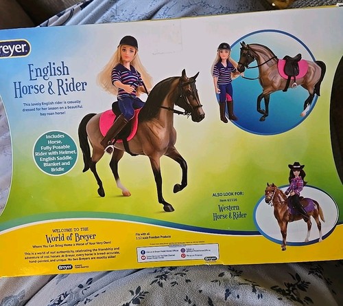 Breyer Classics Collection English Horse and Rider Blonde Girl Brown ...