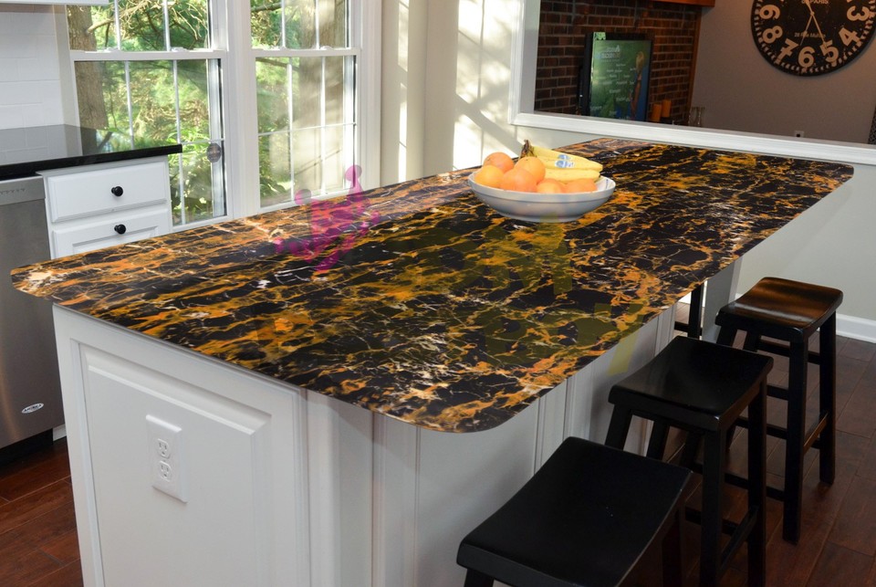 Gloss / Matte Marble Granite Effect Vinyl Wrap Self Adhesive Counter ...