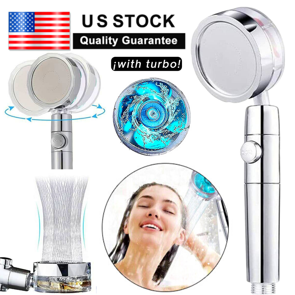 2 X Hydro Jet High Pressure Shower Head with 2 Filters,Handheld Turbo ...