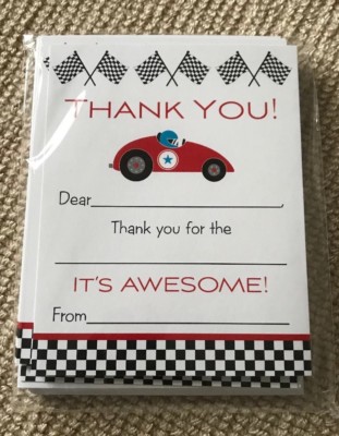 Thank You Notes Race Car Gokart Sports Racing Cards Birthday | eBay