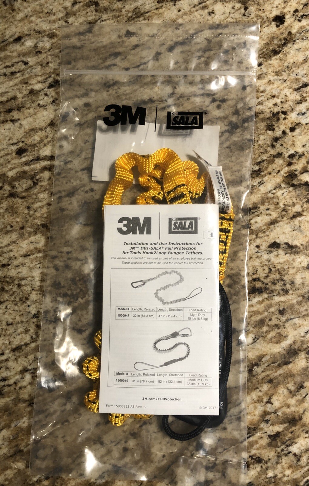 3m DBI-SALA Hook2loop Bungee Tool Tether Self Locking Carabiner 1500047 ...