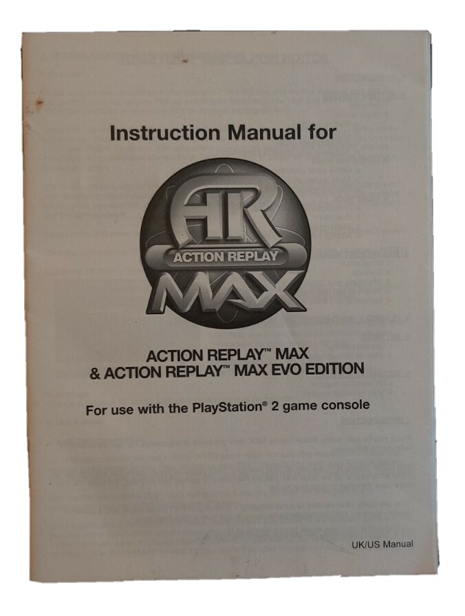 Instruction Manual for Action Replay AR Max / AR Max EVO for PS2 ...