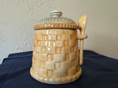 Sugar/Jelly bowl with lid and spoon ~ Lattice design | eBay