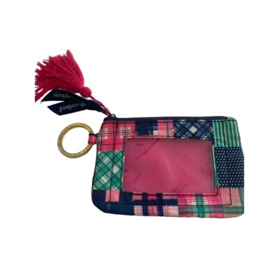 Simply Southern Plaid Key Chain Card Holder ID Pocket Zip Tassle | eBay