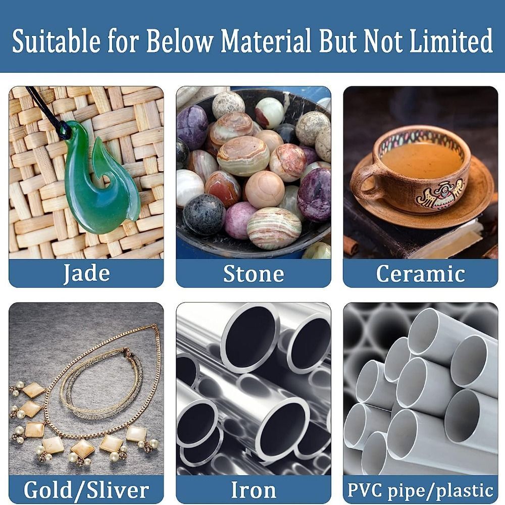 20PCS 10 Different Shapes Diamond Burr Bits Stone Ceramic Glass Carving ...