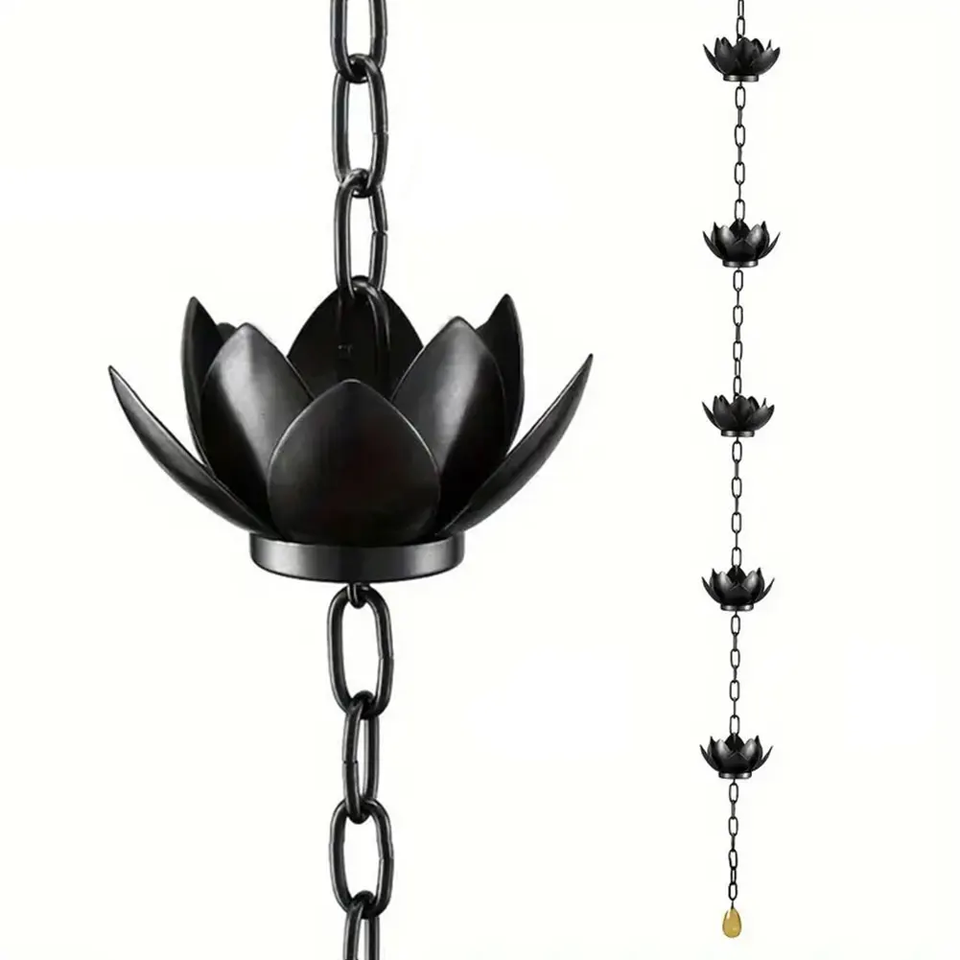 Lotus Decorative Rain Chain Outdoor Garden Hanging Rain Catcher Cups ...