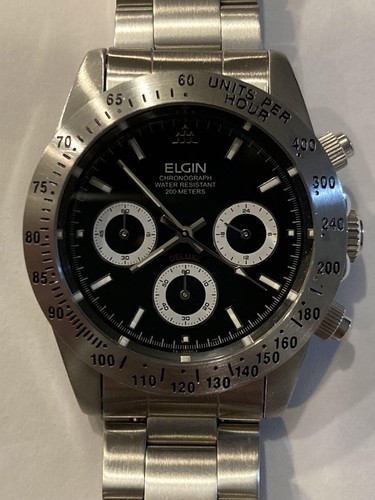 Elgin Men’s Chronograph Quartz Watch, Genuine Strap, Used, Works Fine ...