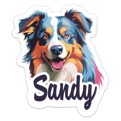 Australian Shepherd Dog Sandy Name Car Bumper Sticker Waterproof Vinyl ...