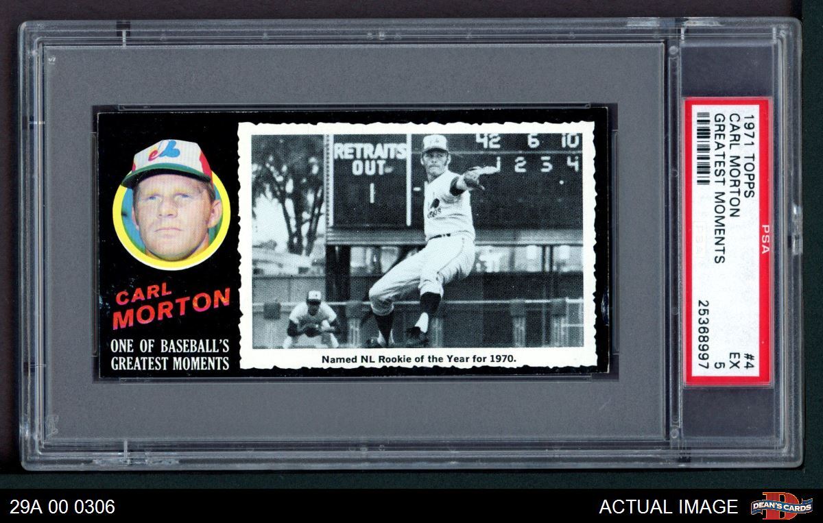 1971 Topps Greatest Moments #4 Carl Morton Expos DOUBLE-PRINT PSA 5 ...