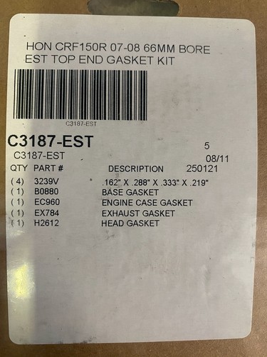 Cometic Gasket C3187-EST TOP End Gasket Kit 66mm BORE Honda CRF150R ...