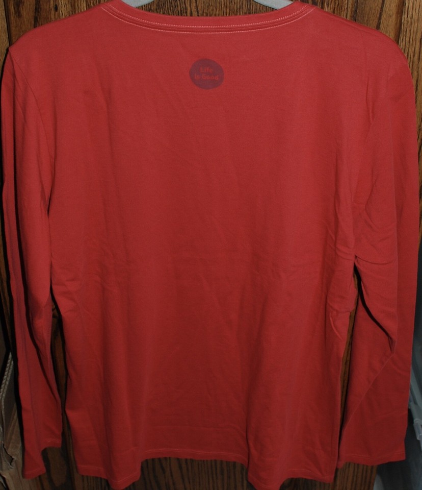 Large NWT Women's Life is Good Flag Heart USA Patriotic Red LS Crusher ...