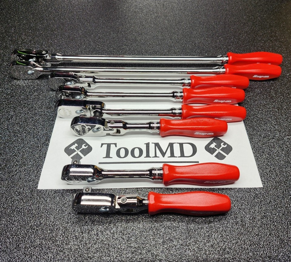 Snap-on Tools NEW 8pc RED Hard Handle 3/8" Drive Fixed & Flex Head ...