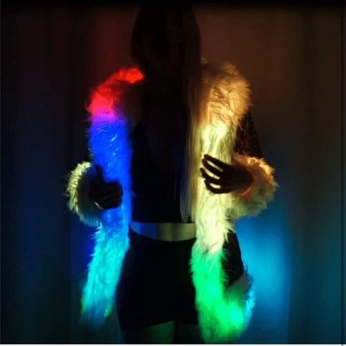 LED Light Fur Coat – LED Clothing Cloak Rave Clothes for Women SIZE S ...