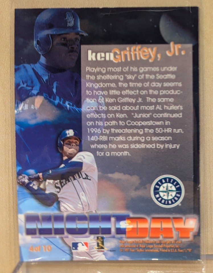 1997 Fleer NIGHT & DAY #4 Ken Griffey Jr HOF RARE LENTICULAR INSERT ...