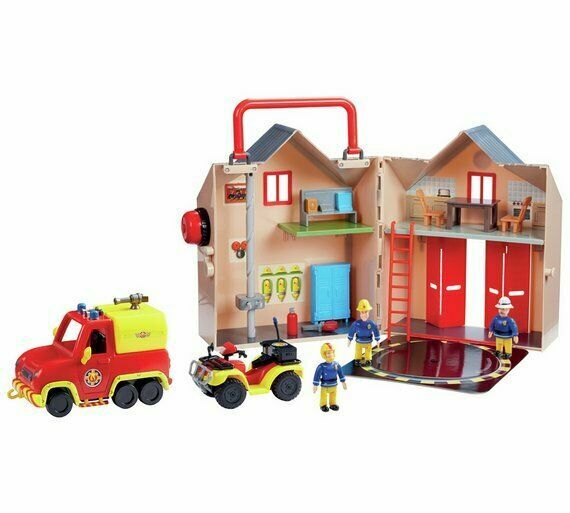 Fireman Sam Fire Station Rescue Set With a Carry Handle and Alarm Bell ...