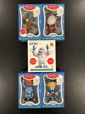 Rudolph The Red-Nosed Reindeer 50th Anniversary Talking Figurine SET of ...