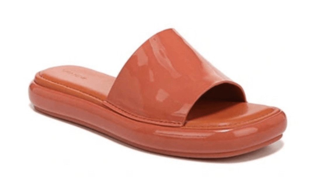 VINCE, Evie Patent Pool Flatform Sandals $225 - Gem