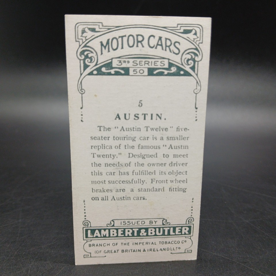 1926 Lambert Butler Antique Classic Motor Cars #5 Austin Tobacco ...
