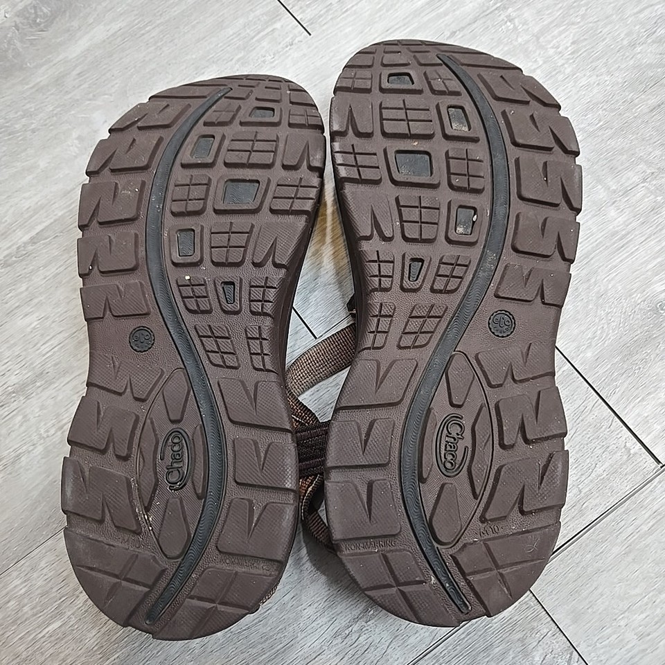 Chaco Classic Toe Strap Men's Hiking Sandals US 10 Brown Orange Vibram ...