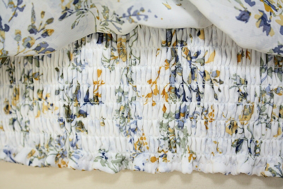 CHAUS Casual Top Short Sl. Off White / Blue / Yellow / Green Floral ...