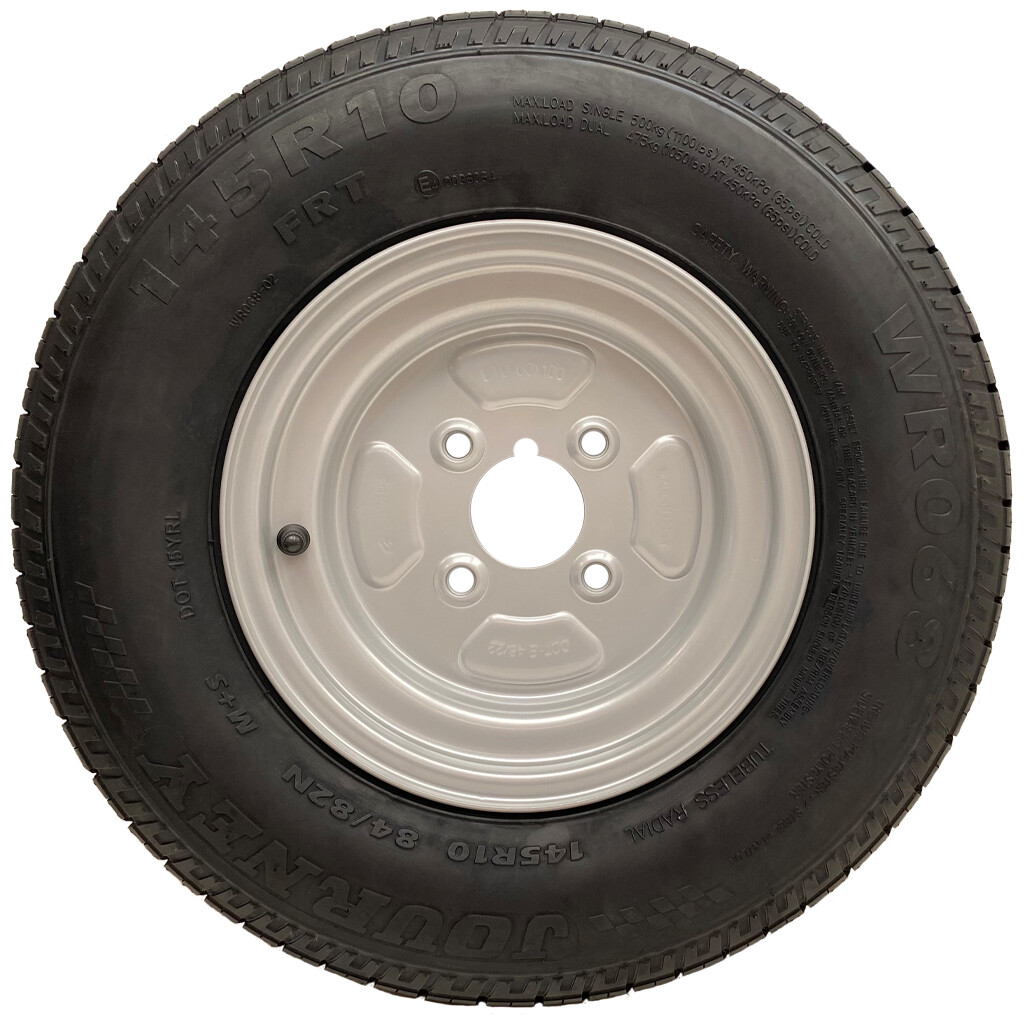 145R10 Trailer Wheel, Tyre 10" 500kgs 84/82N 4 stud 4 Inch PCD E-Mark ...