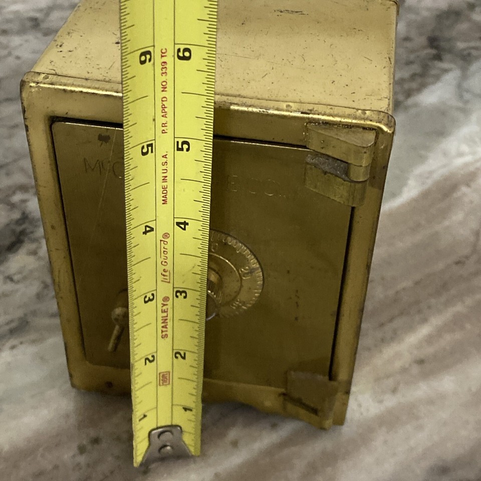 McGunn Safe Co. Antique Brass Safe Piggy Bank Dial Lock Type Vintage ...