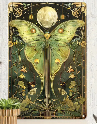 METAL ART- Luna Moth Full Moon Metal Wall Art, 8''x12'', 2D Flat ...