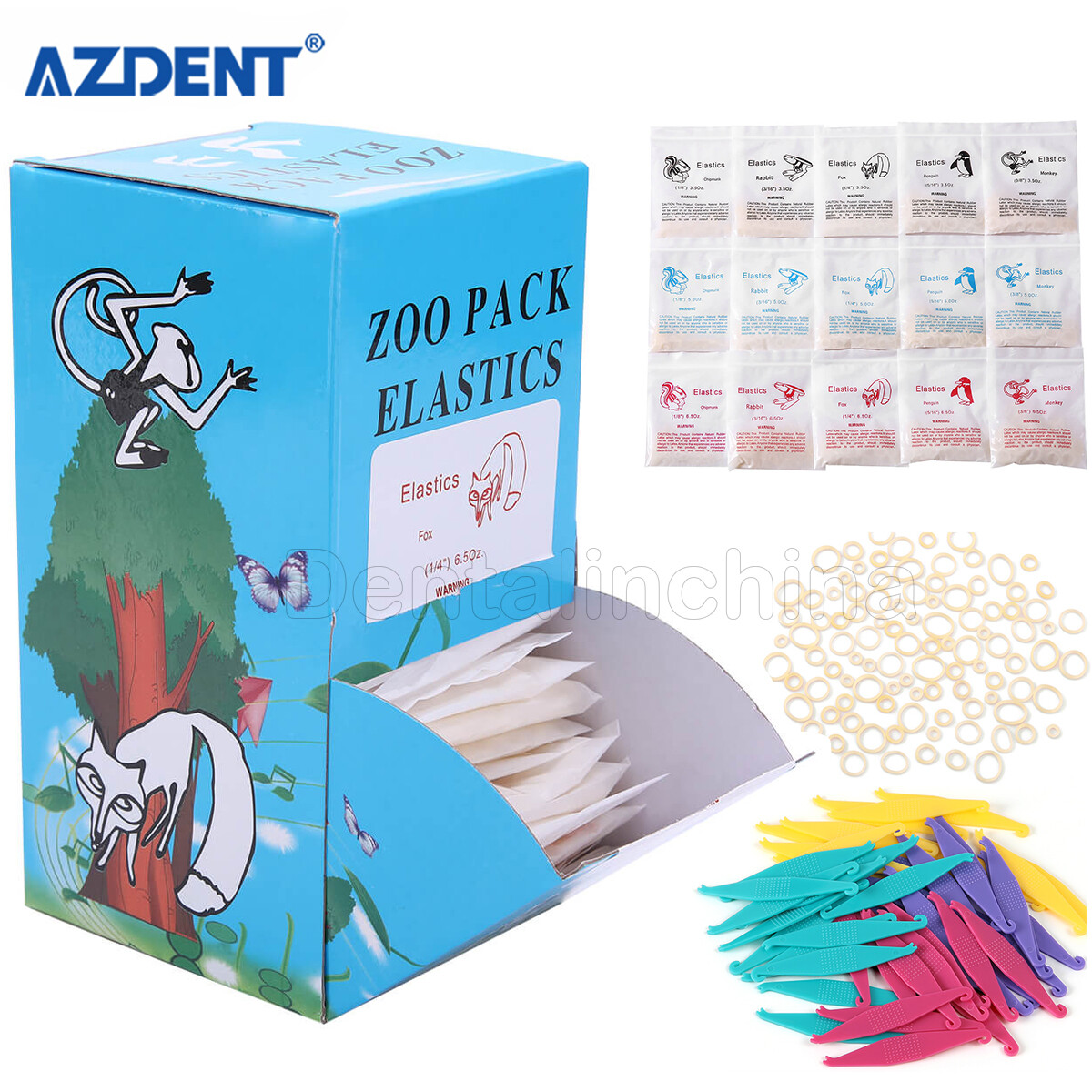 5000pcs Orthodontic Dental Elastics Band Animal images Fox Rabbit ...