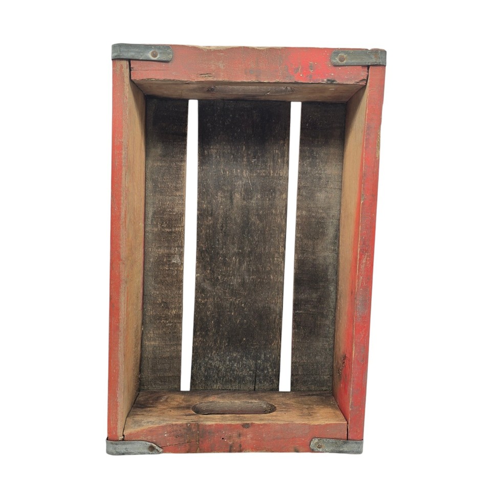 Wooden Red Coca Cola Coke Soda Pop Bottle Crate Carrier Case Open Box ...