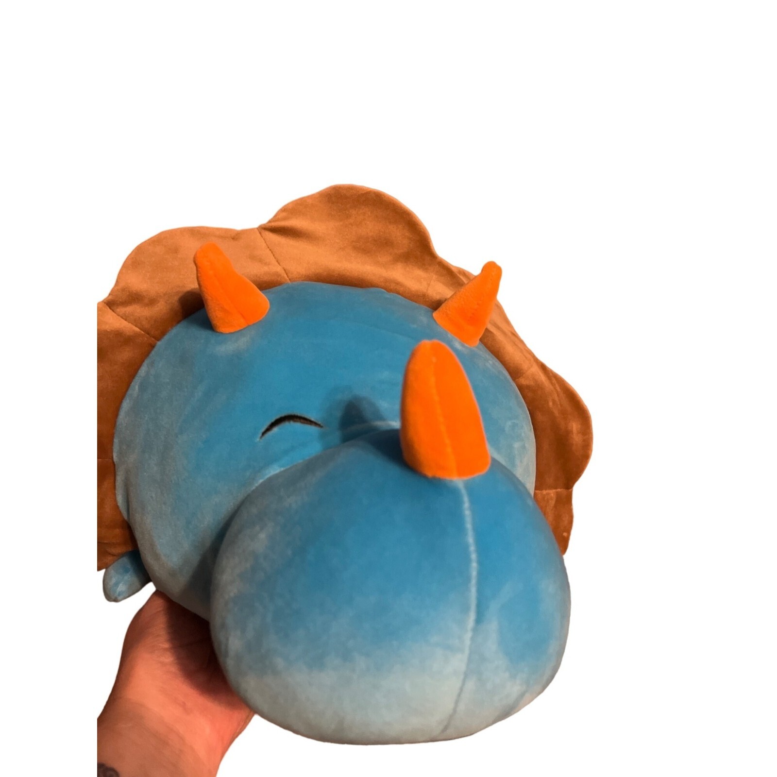 Linzy Smoochy Pals Triceratops 20 inches Blue Orange Brown Squishy Soft ...