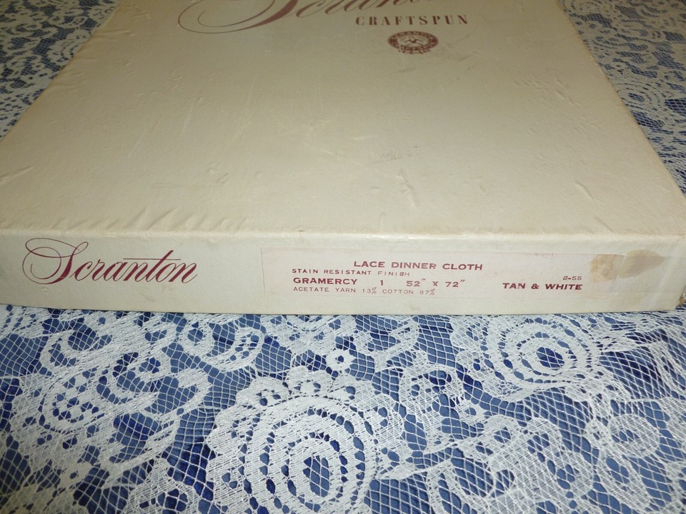 NOS-UNUSED Vintage Lace Tablecloth Scranton Lace Company Flowers Orig ...