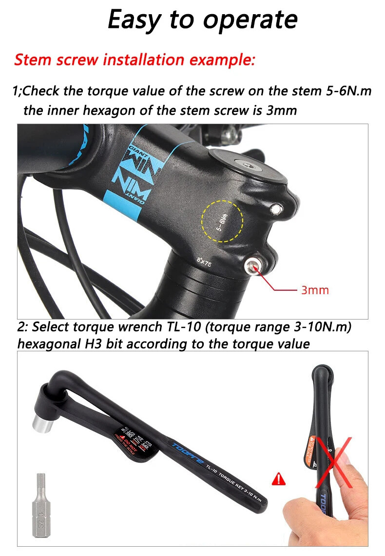 Bike Bicycle Torque Wrench Allen Key Tools Socket Set Fit for 3Nm-10Nm ...